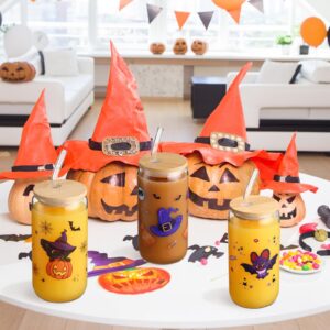 Teenyyou 6 Set Halloween Glasses Cups 16 oz Halloween Pumpkin Ghost Skull Bat Cups Halloween Iced Coffee Cup with Lid Straw Cute Drinking Beer Tumblers for Halloween Party Gift Basket Stuffer