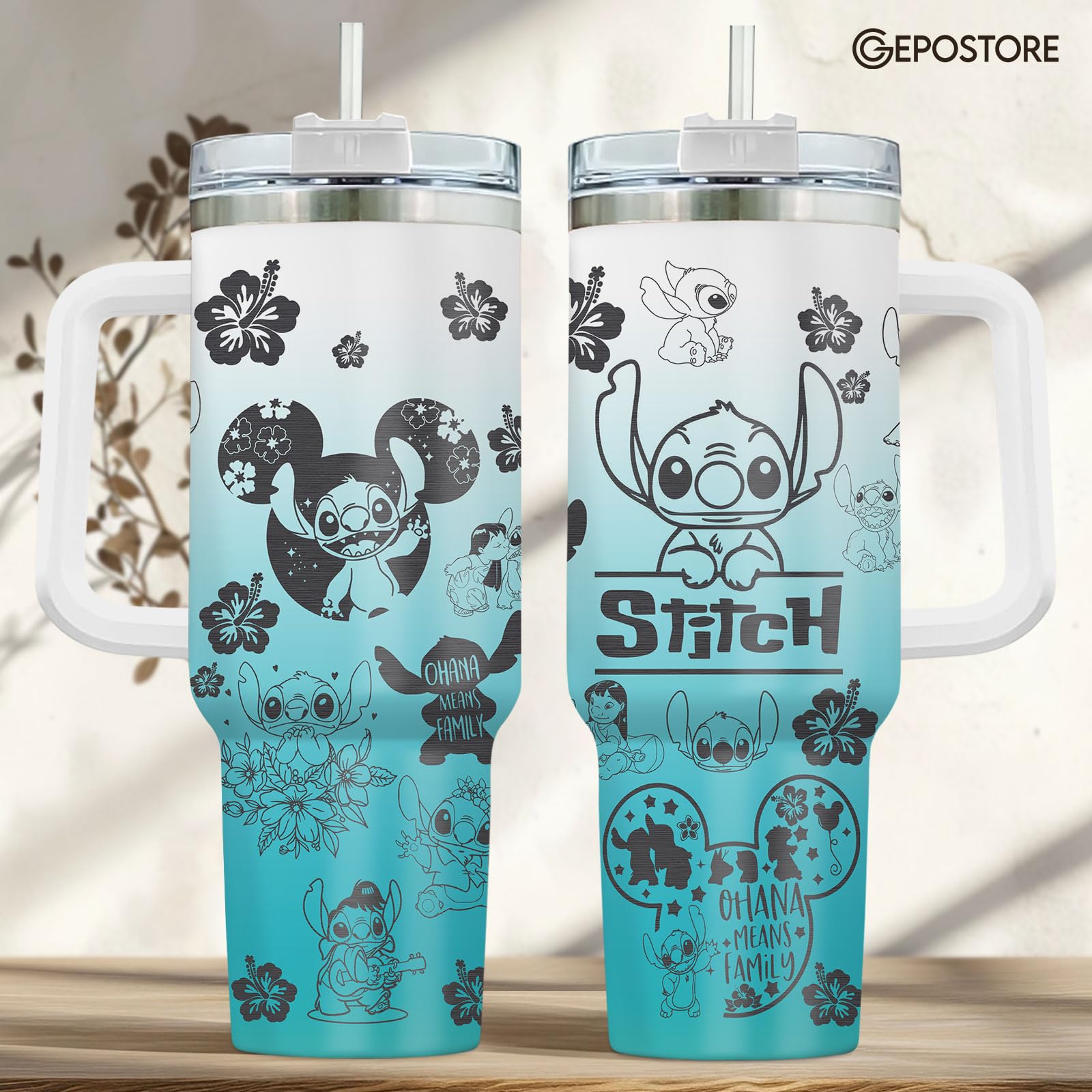 GEPOSTORE Blue Alien 40 Oz Tumbler With Lid Stainless Steel, Cute Cartoon Movie Character Tumbler, Birthday Gifts for Movie Lovers