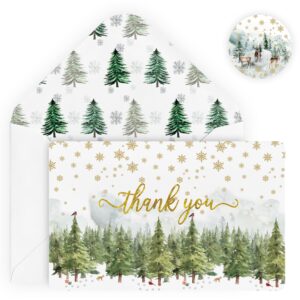 artoid mode 24 pack merry christmas thank you cards bird xmas tree greeting cards gift with envelope sticker blank note cards for birthday wedding baby shower bridal shower, 4 x 6 inch