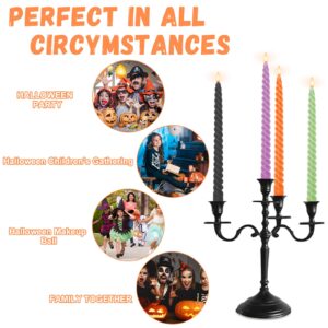 Whaline 8Pcs 10 Inch Halloween Spiral Taper Candles Black Orange Purple Green Dripless Twisted Wax Candles Long Unscented Candle Sticks for Home Party Supplies