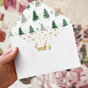 Artoid Mode 24 Pack Merry Christmas Thank You Cards Bird Xmas Tree Greeting Cards Gift With Envelope Sticker Blank Note Cards for Birthday Wedding Baby Shower Bridal Shower, 4 x 6 Inch