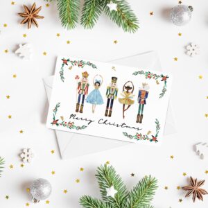 Artoid Mode 36 Pack Merry Christmas Thank You Cards Snowflake Holly Nutcrackers Greeting Cards Gift With Envelope Sticker Blank Note Cards for Birthday Wedding Baby Shower Bridal Shower, 4 x 6 Inch