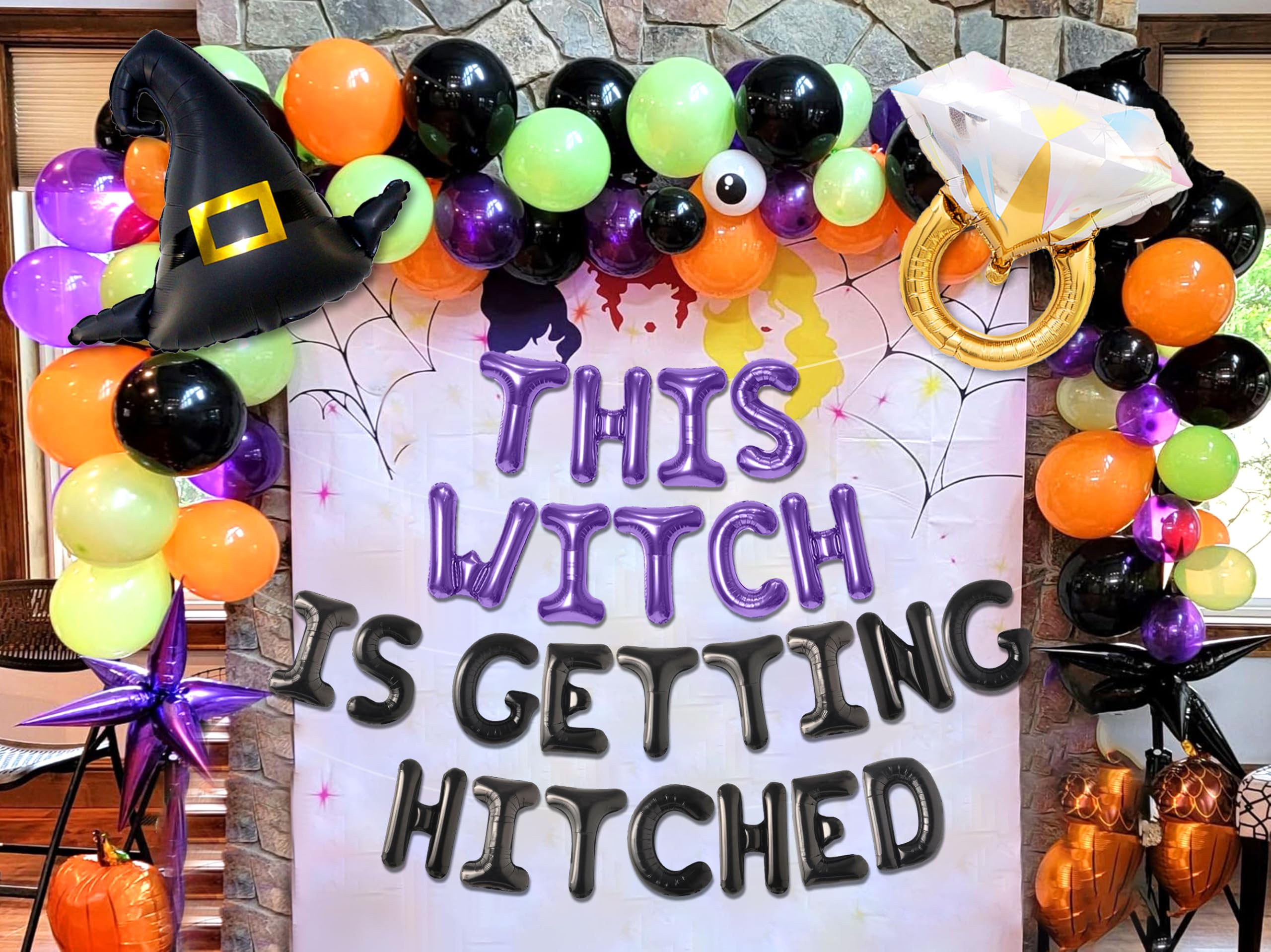 This Witch is Getting Hitched Banner Balloons Halloween Bachelorette Party Witch Bach Party Decorations Bridal Shower Party Supplies