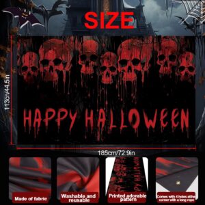 Scary Skull Table Runner Table Decorations, Halloween Background Banners Horror Halloween Photo Background for Halloween Party Wall Door Decor