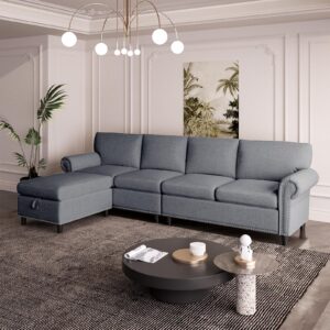 adowore 5 pieces sectional couch modular sofa with reversible chaise 101" l-shaped couch sofa 4-seat modular large sectional couch with ottoman for living room, upholstered cushion