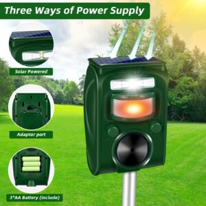 Upgraded Ultrasonic Animal Repeller Outdoor,Deer Repellent Devices Solar Animal Repeller with Motion Sensor & Strobe Light Animal Deterrent to Keep Dog Cat Deer Rabbit Squirrel Raccoon Out of Yard