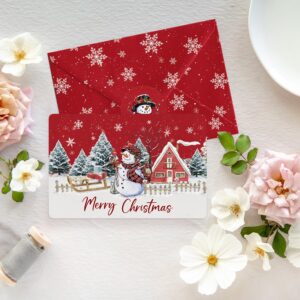 Artoid Mode 24 Pack Merry Christmas Thank You Cards House Snowman Xmas Tree Greeting Cards Gift With Envelope Sticker Blank Note Cards for Birthday Wedding Baby Shower Bridal Shower, 4 x 6 Inch