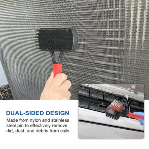 LANMU Air Conditioner Evaporator Coil Cleaning Brush AC Condenser Coil Fin Comb Straightener HVAC Cleaner Brush (1 Fin Comb + 1 Dual-Sided Evaporator Coil Cleaner Brush)