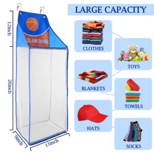 SPINFOX 2 Pack Over the Door Laundry Hamper, Hanging Basketball Laundry Hamper with Zipper, Foldable Mesh Laundry Bakset for Dirty Cloth Toy Towel Saving Space Storage and Organization - Basketball