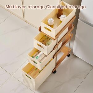 Narrow Storage Cabinet, Narrow Dresser with 3 Drawers, Slim Storage Cabinet with Wheels, Small Storage Cabinet with Sorting Rack for Bedroom Living Room Kitchen Classroom