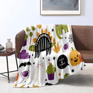 herside cute halloween throw blanket for boys girls kids,soft cartoon flannel fleece blanket with kawaii ghost pumpkin printed ultra fluffy blanket lightweight couch sofa bed throw blanket