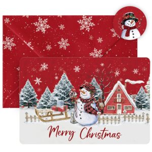 artoid mode 24 pack merry christmas thank you cards house snowman xmas tree greeting cards gift with envelope sticker blank note cards for birthday wedding baby shower bridal shower, 4 x 6 inch