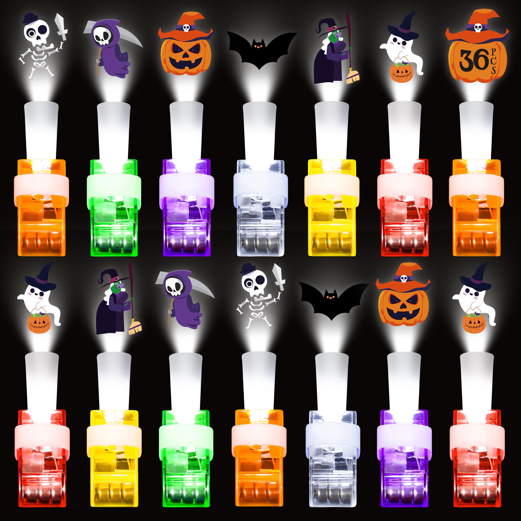 Erweicet Halloween Party Favors for Kids, 36 PCS Halloween Light Up Finger Lights for Halloween Goodie Bag Stuffers