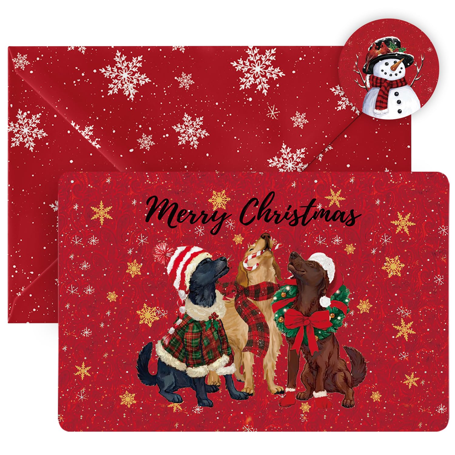 Artoid Mode 24 Pack Merry Christmas Thank You Cards Snowflake Dog Pet Greeting Cards Gift With Envelope Sticker Blank Note Cards for Birthday Wedding Baby Shower Bridal Shower, 4 x 6 Inch