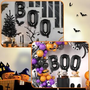 Boo Banner Balloons, 16 Inch Halloween Black Boo Letters Balloons, Boo Foil Mylar Balloons for Happy Boo Day Halloween Party Decorations Supplies