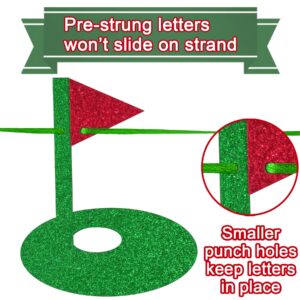 Gifloon Pre-Strung Golf Themed Birthday Banner, NO-DIY Let’s Par-tee Banner Golf Sports Theme Party Decorations for Retirement Baby Shower, Gold