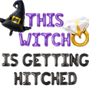 this witch is getting hitched banner balloons halloween bachelorette party witch bach party decorations bridal shower party supplies