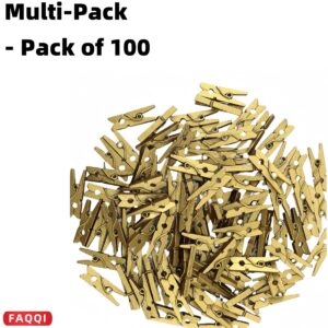 Gold Clothes Pins 100 Pack - Mini Clothespins for Photos, Crafts, and More