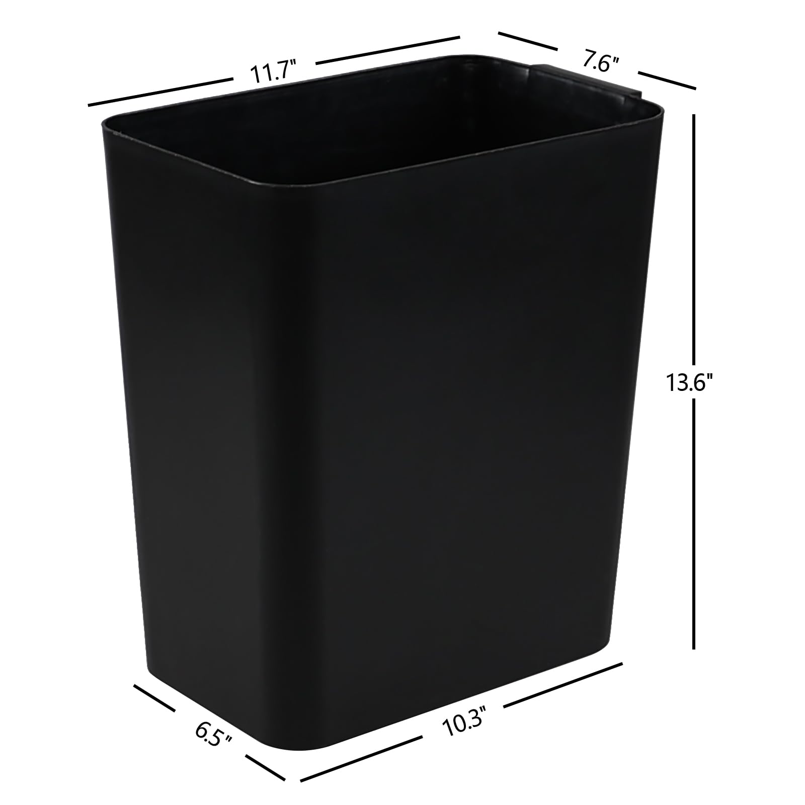 Bblina 3-Pack 4.5 Gallon Plastic Small Trash Can Wastebasket, Black Garbage Container Basket