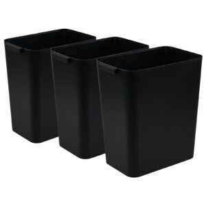 bblina 3-pack 4.5 gallon plastic small trash can wastebasket, black garbage container basket