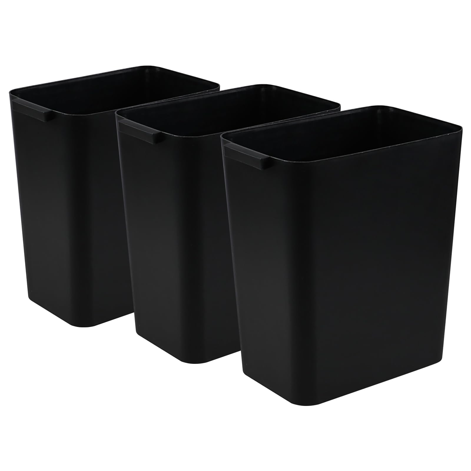 Bblina 3-Pack 4.5 Gallon Plastic Small Trash Can Wastebasket, Black Garbage Container Basket