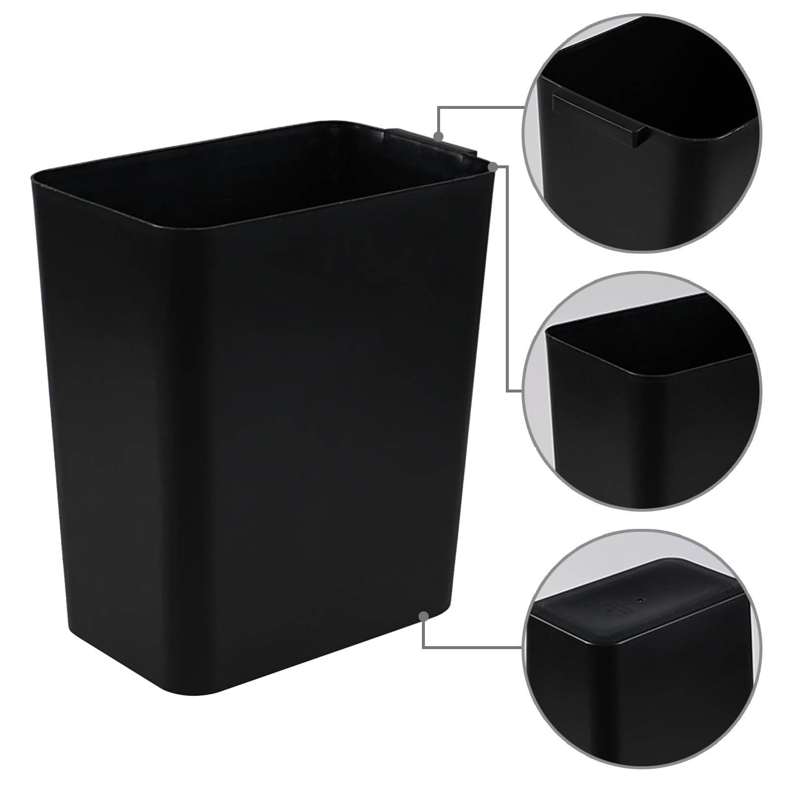 Bblina 3-Pack 4.5 Gallon Plastic Small Trash Can Wastebasket, Black Garbage Container Basket