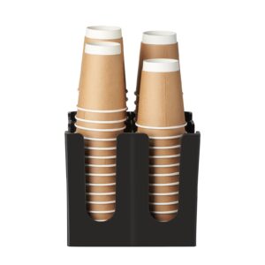 countertop cup and lid organizer,cup and lid holder 4 compartment disposable cup dispenser for coffee station bar countertop breakroom metal black