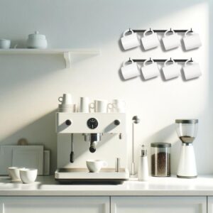 Mug Holder Wall Mounted Metal Coffe Mug Wall Rack 2 Packs Coffe Cup Holder Organizer for Wall, 8 Mug Hooks Storage Kitchen Dining Room Coffee Bar