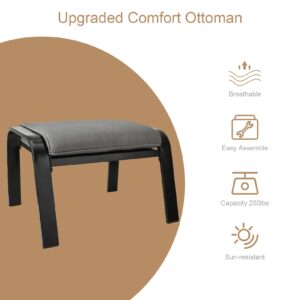 Deguifei Outdoor Footstools All Weather Ottomans Solid Steel Frame Footrest Seat Side Table with Soft Cushion