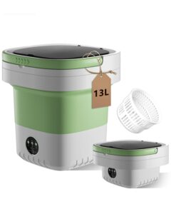 portable washing machine, mini washer 13l upgraded capacity with 3 modes deep cleaning for underwear, shirt, baby clothes, small items.foldable mini laundry washer for apartments,camping,travel(green)