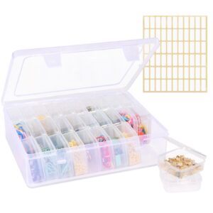 bead organizer box, 30 pcs plastic organizer box small bead organizer, craft storage containers with 132 labels, bead organizer box for beading supplies and bracelet