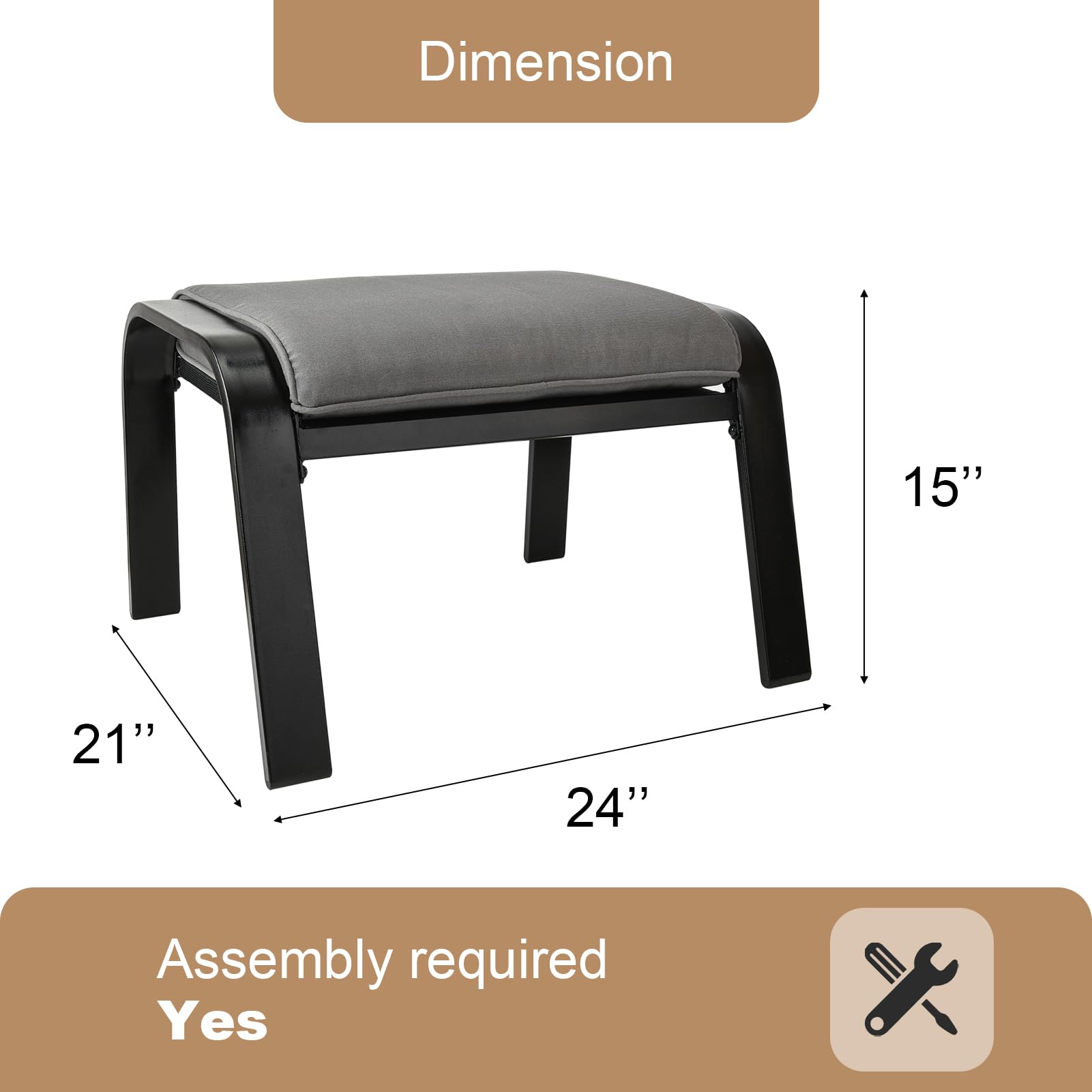 Deguifei Outdoor Footstools All Weather Ottomans Solid Steel Frame Footrest Seat Side Table with Soft Cushion