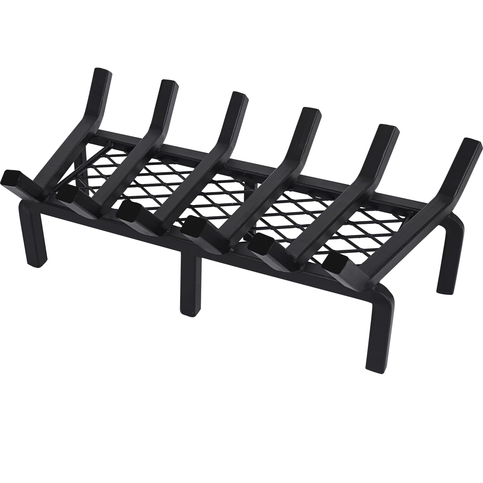 20 Inch Fireplace Grate with Ember Retainer,Cast Iron Fireplace Log Grate,Fireplace Log Holder,Heavy Duty Solid Steel Fireplace Wood Holder,Wood Stove Wrought Rack for Indoor Hearth Outdoor Fireplace