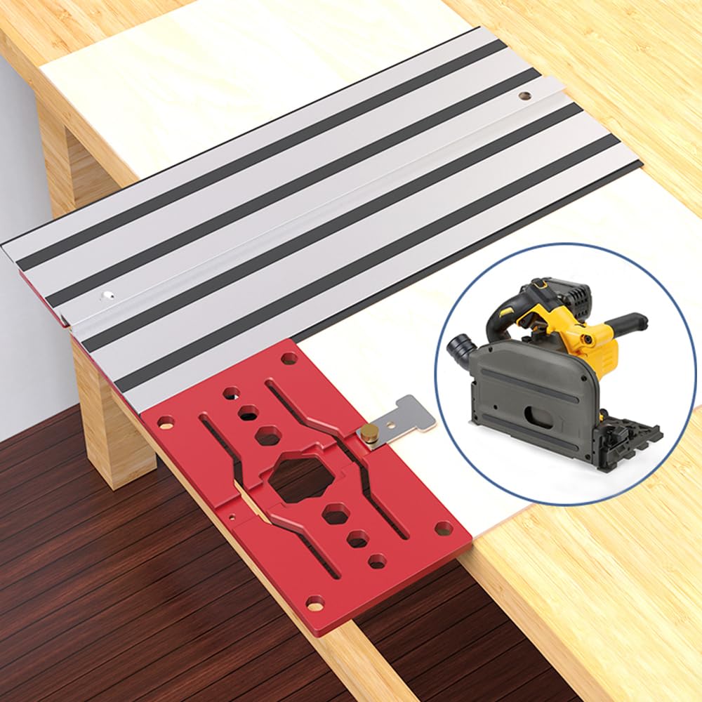 TOOLCOOL 340mm Track Saw Square Circular Saw Guide Rail Square Compatible with DeWalt Guide Rail (Red)