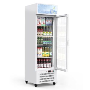 garveetech commercial merchandiser refrigerator,11.3 cu.ft glass door display refrigerator,drink cooler beverage fridge with soft led light, 4 adjustable shelves, white