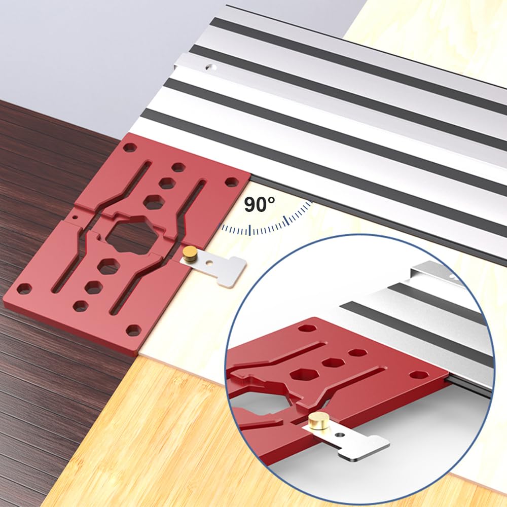 TOOLCOOL 340mm Track Saw Square Circular Saw Guide Rail Square Compatible with DeWalt Guide Rail (Red)