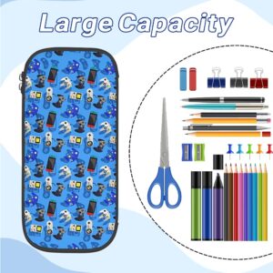 SEGXCFL Video Game Pencil Case for Girls Boys Cute Large Pencil Pouch Pencil Bags with Zipper for School Office College Back to School Gifts, Blue