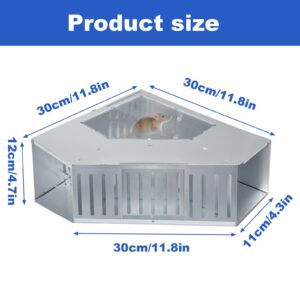 Humane Rat Trap,Extra Large Reusable Automatic Rat Trap,Didirectional Combined Continuous Rat Traps Cage,No Bait,Mouse Stations for Mice Outdoor and Indoor,Keeps Children and Pets Safe