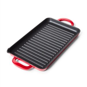 sur la table enameled cast iron grill pan, 15" x 9", red