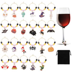 sannix 24pcs halloween wine charms, halloween wine glass charms for stem glasses, wine glass markers wine charms for halloween wine party decorations