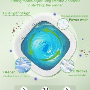 Portable Washing Machine, Mini Washer 13L Upgraded Capacity with 3 Modes Deep Cleaning for Underwear, Shirt, Baby Clothes, Small Items.Foldable Mini Laundry Washer for Apartments,Camping,Travel(Green)