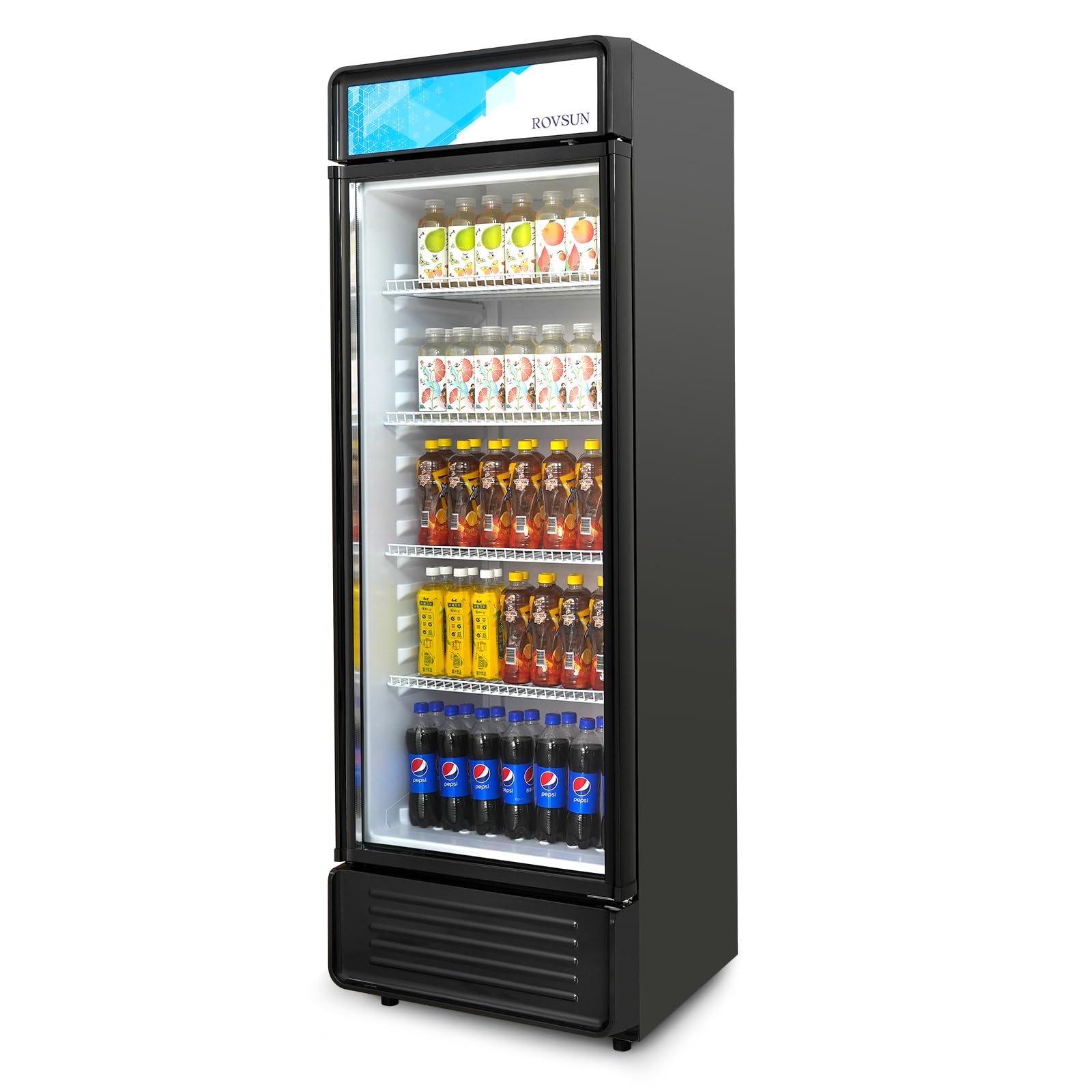 Leadzm 12.2 Cu.Ft Commercial Display Refrigerator NSF ETL Certified, Commercial Beverage Cooler Merchandiser Drink Fridge w/Automatic Defrosting LED Lighting Single Glass Door for Bar Restaurant Cafe