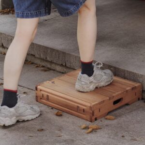 unununu wooden platform 3.7" height.one step stool for adults&senior. carbonization porch step,stair assist indoor&outdoor, heavy duty bedside foot stepper,mobility stepping.for handicap,elderly,kids