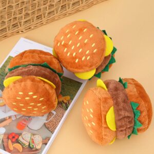 JSGHGDF Pet Dogs Chew Toy for Small Dogs Plush Toy Hamburger Cat Soft Teething Toy Aggressive Chewers Toy Puppy Gift