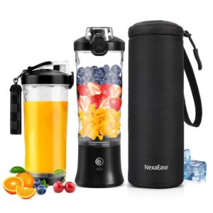 portable blender with insulated sleeve - personal juicer 20 oz blender cup for protein shakes and smoothies with 6 blades, usb rechargeable,travel lid-mini small blender for kitchen, office,gym,travel