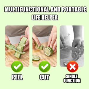 Fruit Knife Peeler, 2-in-1 Stainless Steel Fruit Knife, Multifunctional Portable Peeling Fruit Knife, Creative Fruit And Vegetable Peeling Knife, Suitable For Kitchen, Picnic, Travel.(Green)