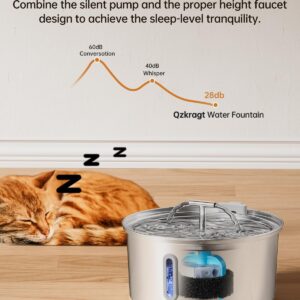 Cat Water Fountain Stainless Steel, 3.2L/108Oz Pet Water Fountain for Drinking, Automatic Metal Dog Water Dispenser Bowl with Quiet Pump, Dual-Stream, Filtration for Cats, Dogs, Multiple Pets Indoor