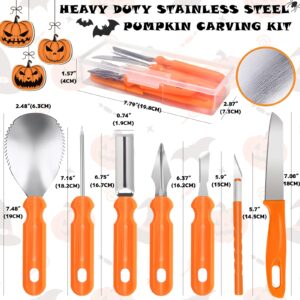 Pumpkin Carving Kit, 14 PCS Stainless Steel Pumpkin Carving Tools with Halloween Stickers and Candles, Halloween Decorations Gifts for Family DIY, Pumpkin Decorating Kit with Box for Kids and Adults