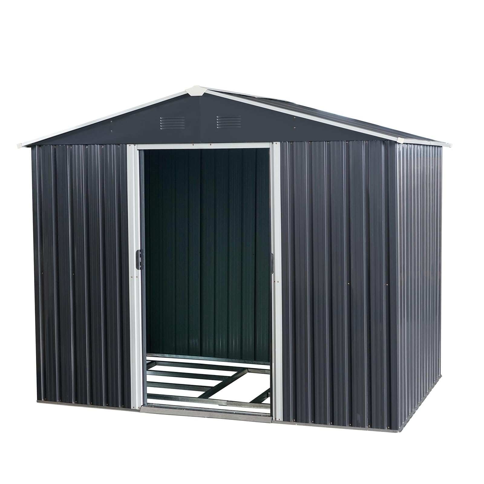 Outdoor Shed Storage 8FT x 10FT,Sliding Door Storage Shed, Outdoor Metal Storage Sheds, Garden Shed for Backyard, Patio, Lawn, Outside (Black-Small)