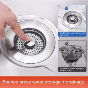 Tacarlha Premium Stainless Steel Sink Strainer - Versatile, Durable, and Eco-Friendly - Spring Core Design for Easy Water Control and Quick Drainage - Set of 1 or 2 for Kitchen Upgrade 2pcs